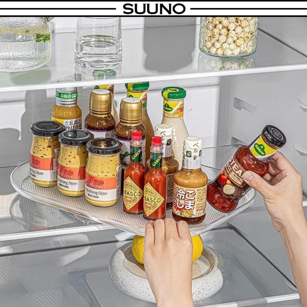 360-Rotating Tray Fridge Refrigerator Turntable Organizer Rectangular ...