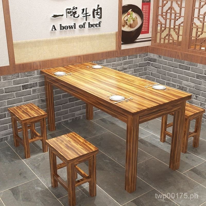 Fast Food Table and Chair Combination Solid Wood Hot Pot Barbecue Shop ...