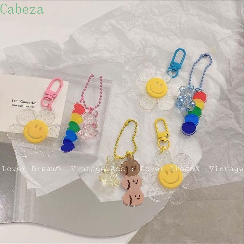 CABEZA Smiling Face Keychains Creative Girl Cartoon Best Friend Ins ...