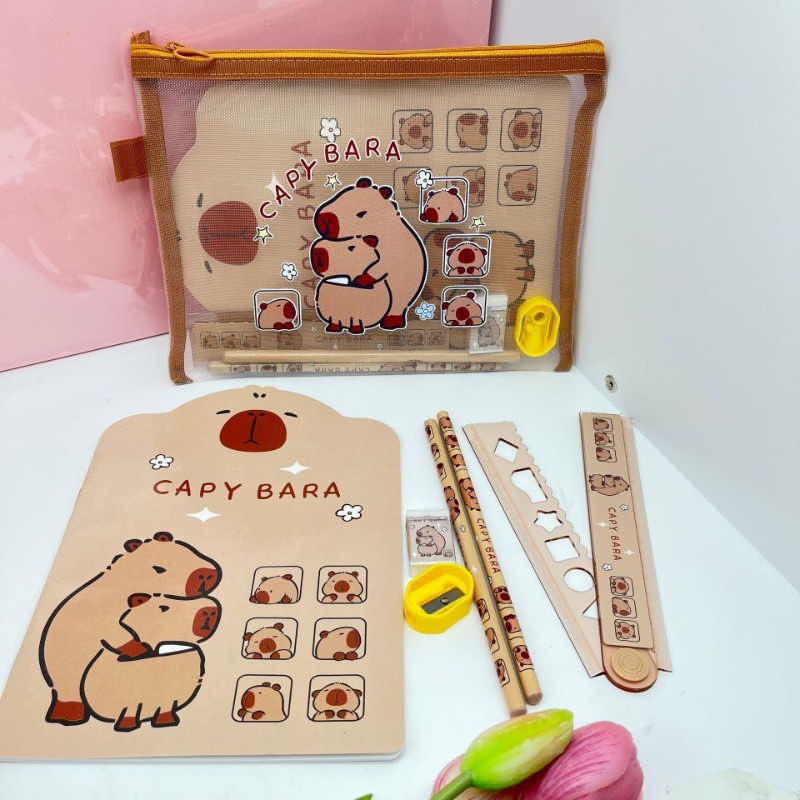 7Pcs/Set Capybara Stationary Set Cinnamoroll Kuromi My Melody Pencil ...