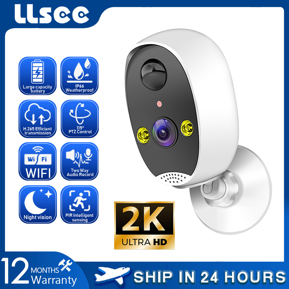 LLSEE ipc360 4MP 2K wireless built-in battery CCTV outdoor waterproof ...