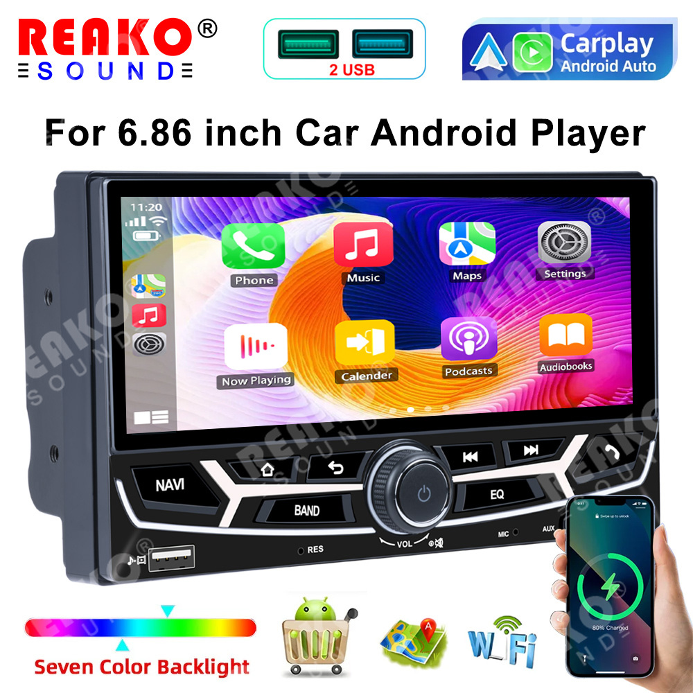 REAKOAUTO 2DIN 2+64G Android Car Stereo Radio Car Multimedia Player Wireless Carplay Android ...