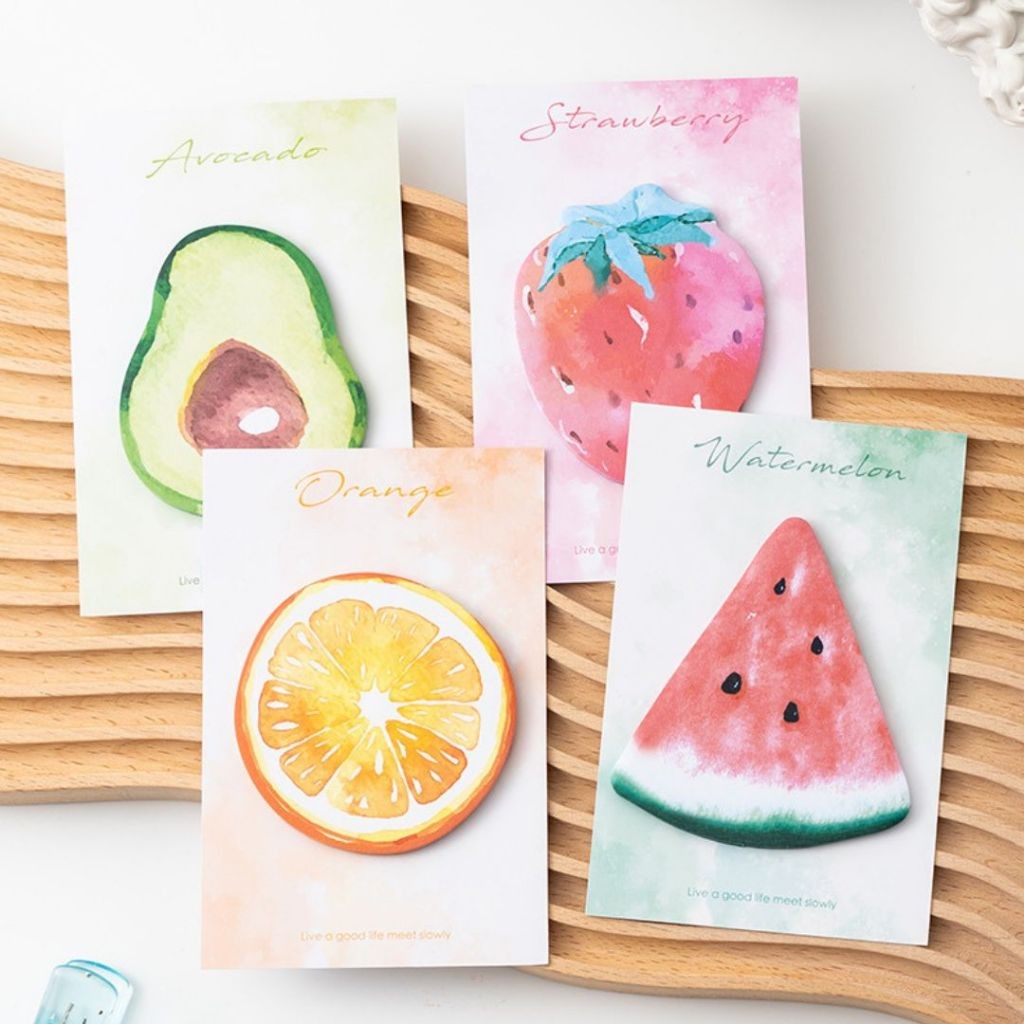 Gs - (30 Sheets) Sticky Notes Fruit Aesthetic Post-it Fruit Motif Memo ...