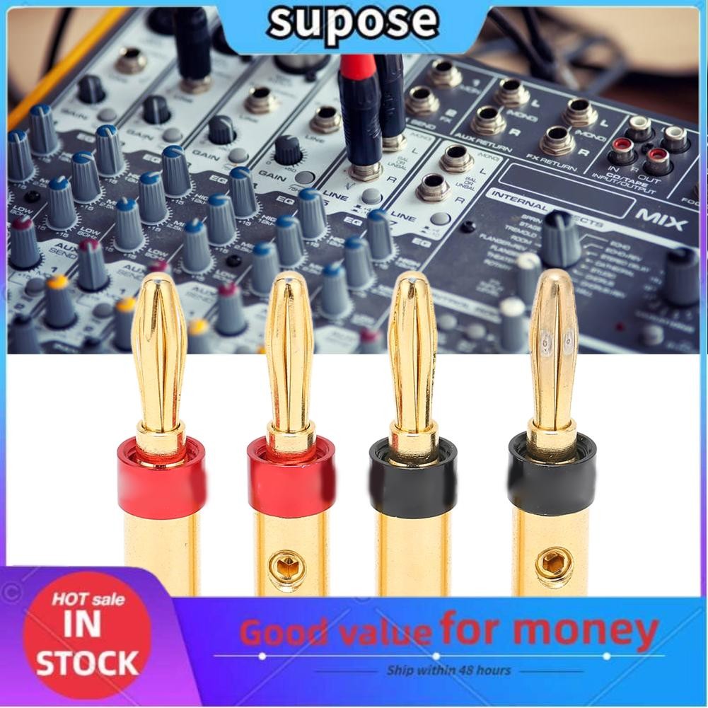 Supose 4PCS Speaker Gold Plated Banana Plugs Wire Cable Screw Connector ...
