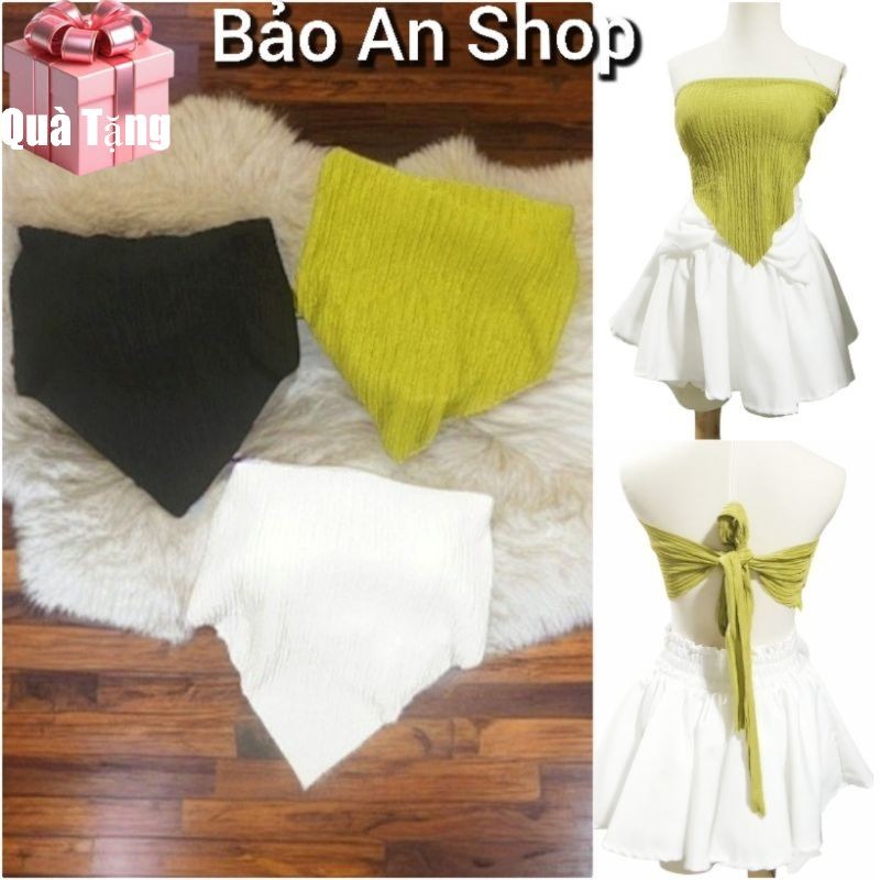 Triangle tube top with tie back (with foam) | Shopee Philippines