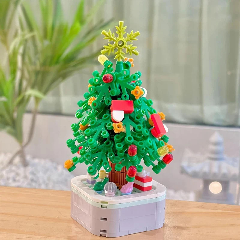 Educational Building Block Christmas Tree Potted Simulation Flower Pot ...