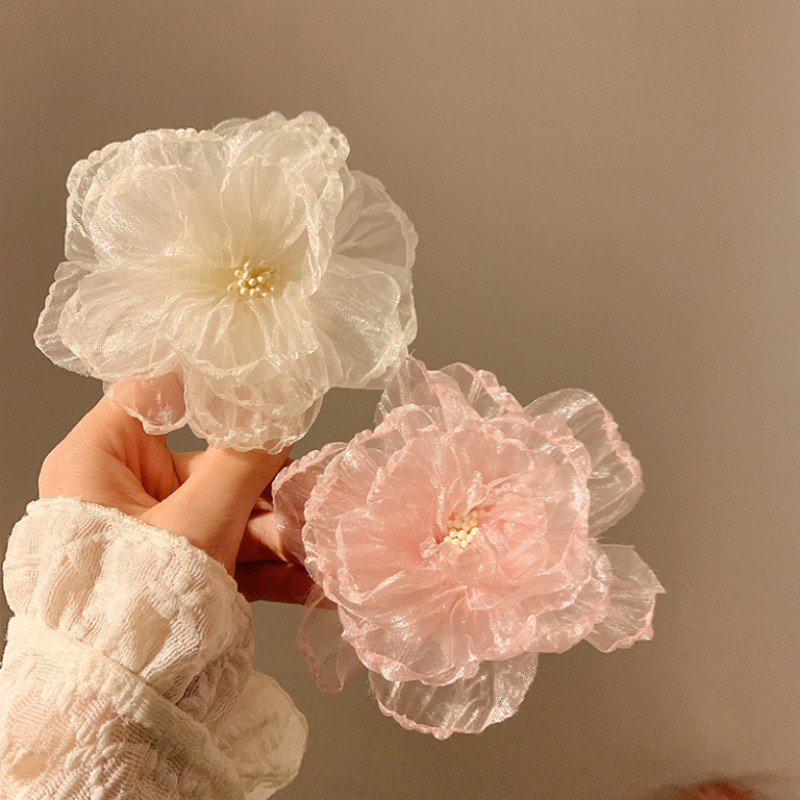 Fairy Beautiful Camellia Flower Hair Clip Bangs Side Clip Flower Head ...