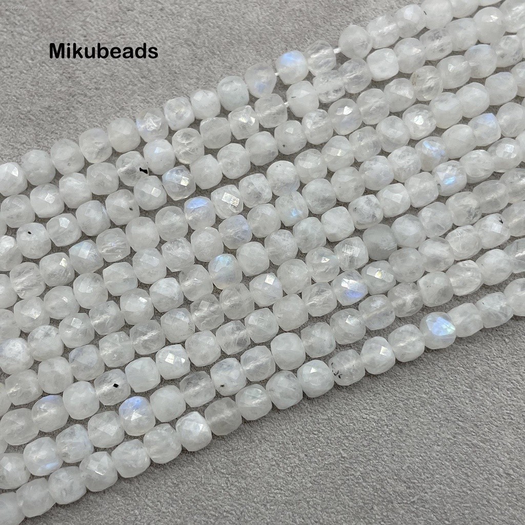 COD☆Pakyawan Natural 4.5mm A Rainbow Moonstone Faceted Cube Loose Beads ...