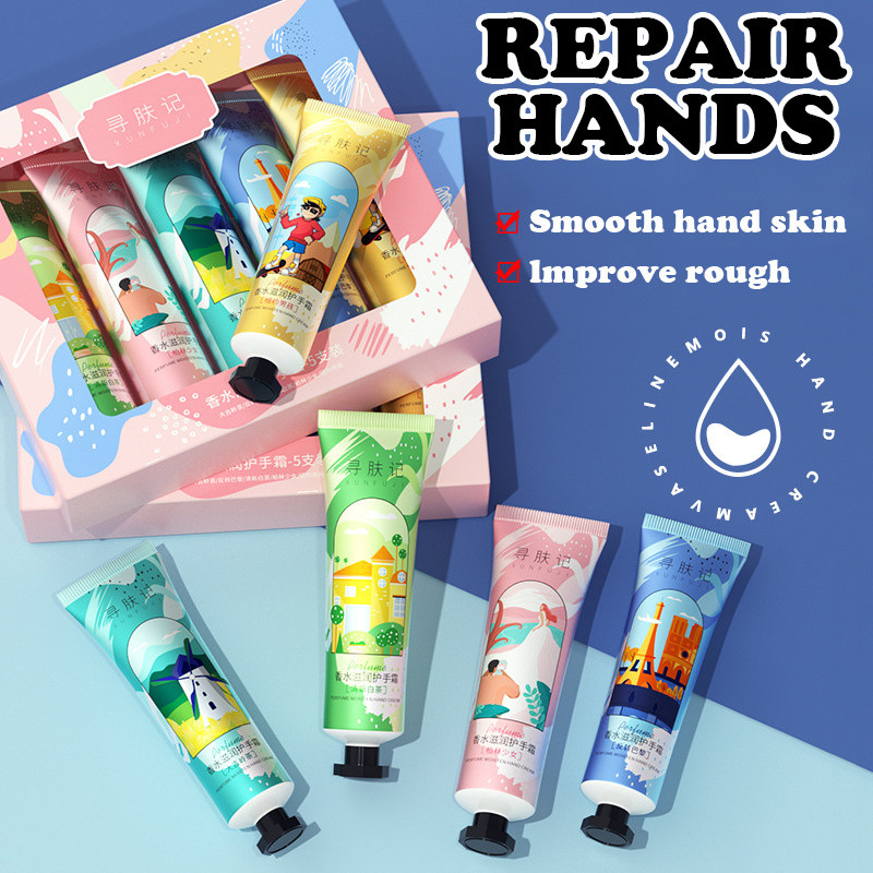 Buy 1 get 4 free fragrance hand cream set Moisturizing anti-dryness and ...