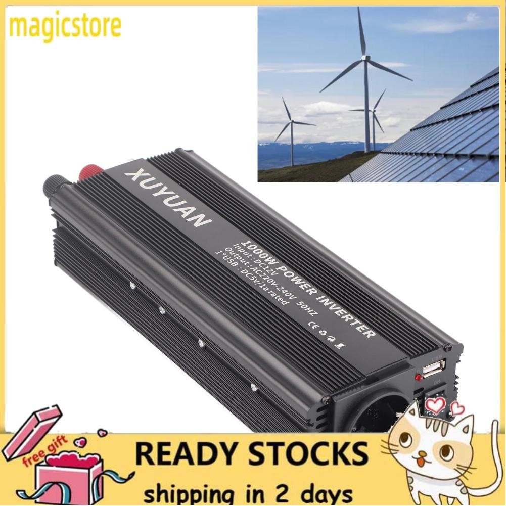 Magicstore 1000W Power Inverter DC 12V to 220V AC Converter Correction ...