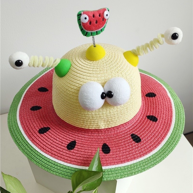 Parent-Child Sun Hat Sun Hat for Children Summer Outing fruit hat for kids Straw Hat head dress ...