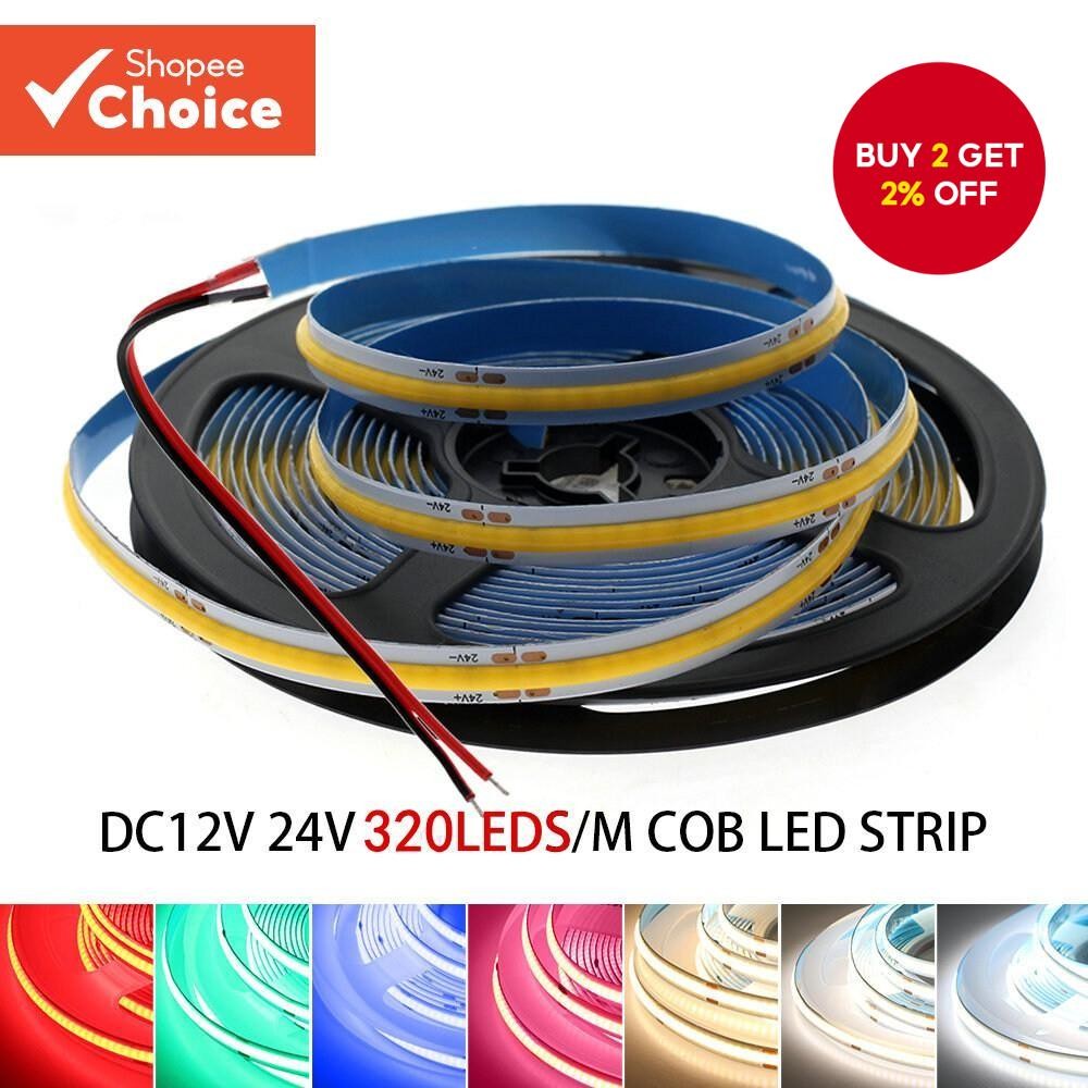 DC12V 24V White / Warm White / Red / Blue / Green COB LED Strip High ...