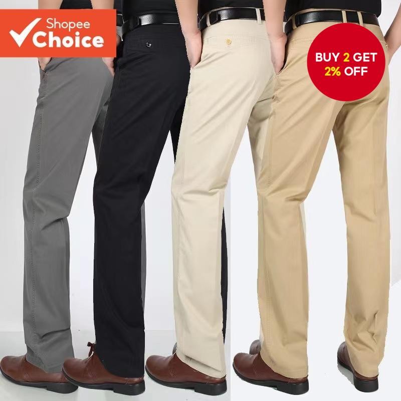 2025 Men's Executive Chinos - Mid-Rise Straight Leg Wrinkle-Free Dress Pants | Shopee Philippines