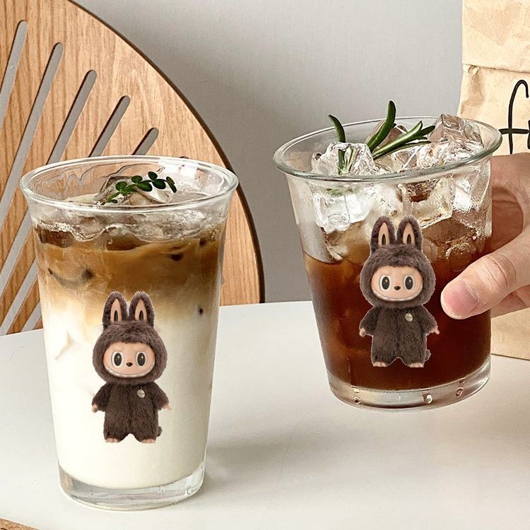 Free Spoon Labubu transparent glass coffee home cold drink juice milk ...
