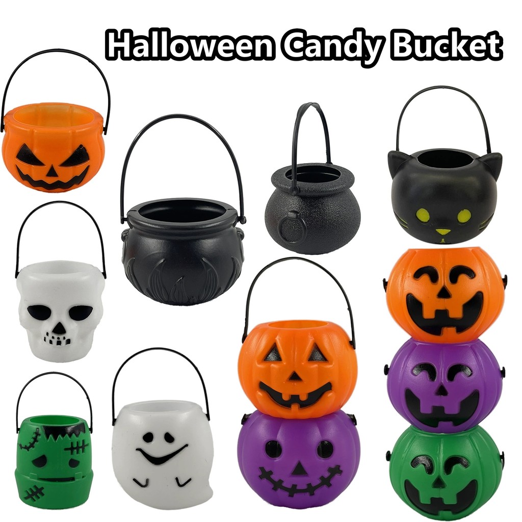 Halloween Trick Or Treat Bucket Witches Cauldron Pumpkin Basket ...