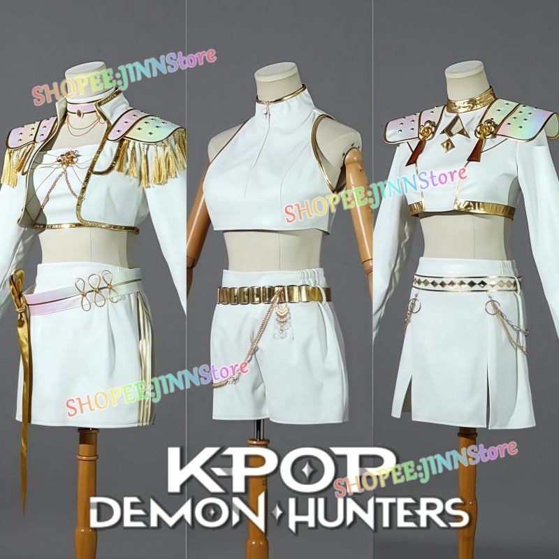 -JINN-DEMON HUNTERS Cosplay Costume&Wig RUMI ZOEY MIRA White Uniforms ...