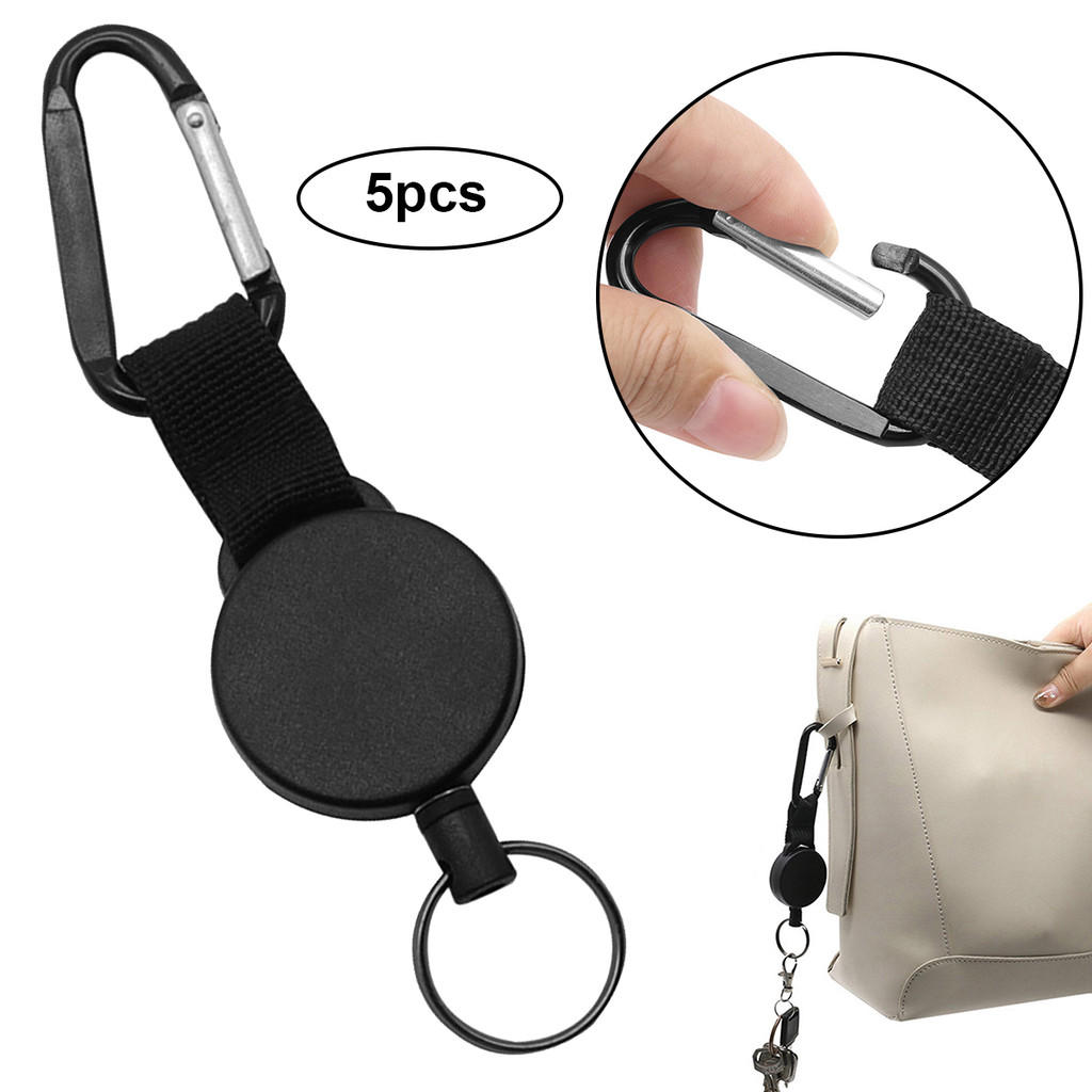 5Pcs Retractable Multi-Functional Carabiner Clips With Anti-Loss Anti ...