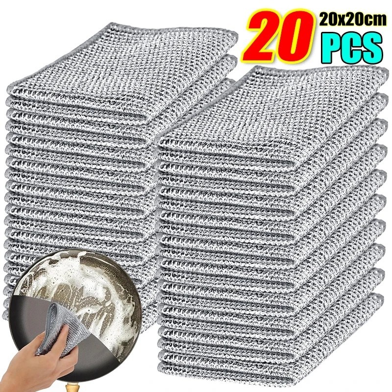 Kitchen Non-Scratch Dishwashing Steel Wire Rags / Magic Pot Dish Wire ...