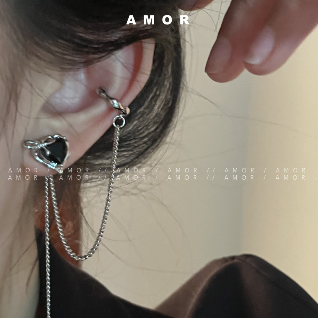 Small and high-end, sweet and cool heart ear bone clip integrated ...