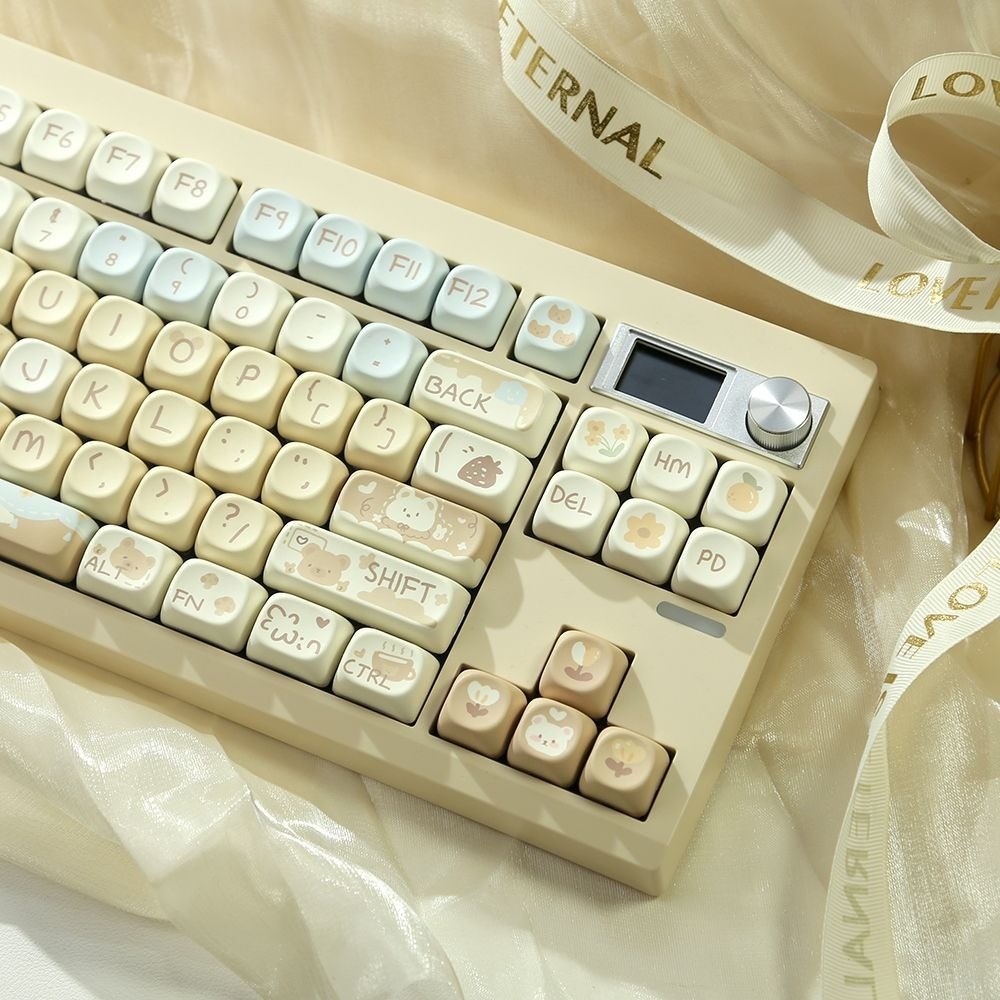 Milk Tea Bear Keycap MOA Profile PBT Five-sided Dye Sublimation ...