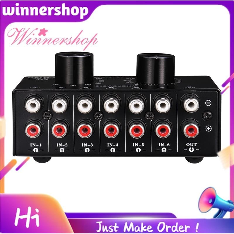 6 Input 1 Output Switcher Audio Source Selection Switcher RCA Audio Input Signal Selector Switch ...