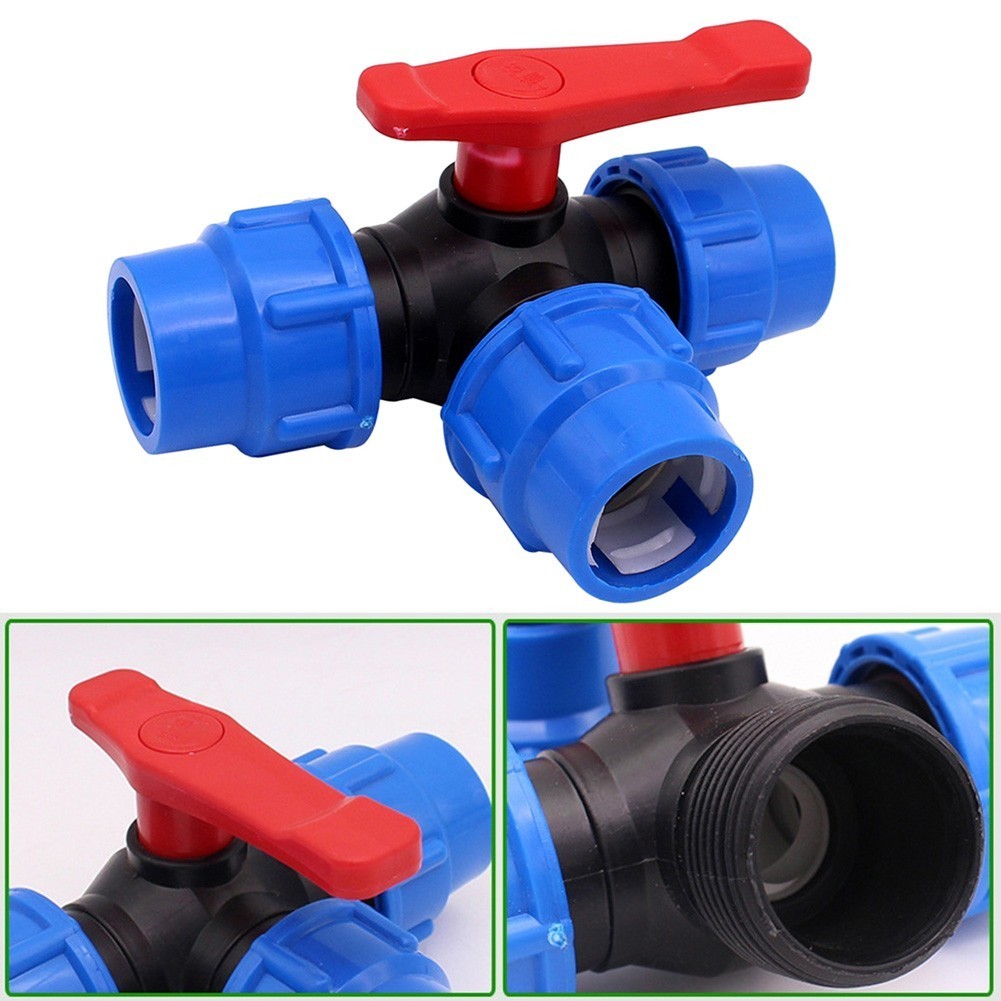 PE Pipe 3 Way Ball Valve Control Water Flow Plastic Valve Easy ...