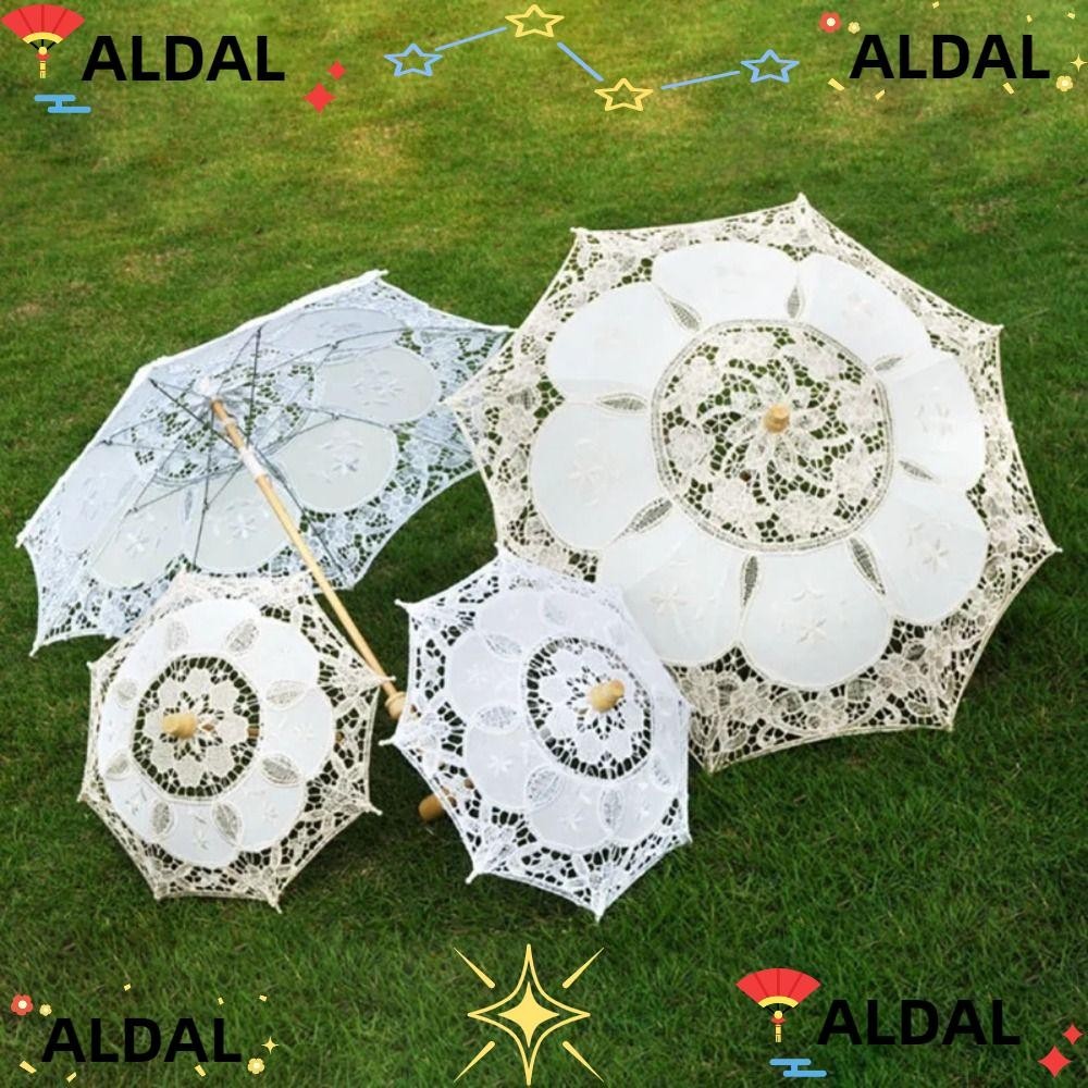 [ALDAL] Lace Parasol Umbrella, Embroidery Flower Girl Umbrella,Cotton ...