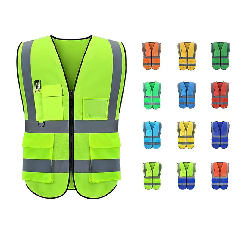 Safety Vest With Zipper Reflective Work Vest Jacket With Pockets ...