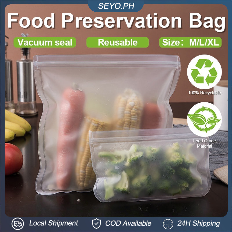 4PCS Reusable Food Storage Bags BPA FREE Silicone Material Kitchen ...