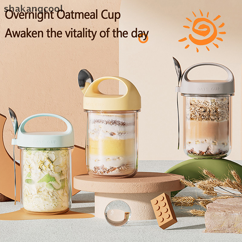 SCPH 1PC Reusable Glass Oats Containers With Lid And Spoon-Large ...