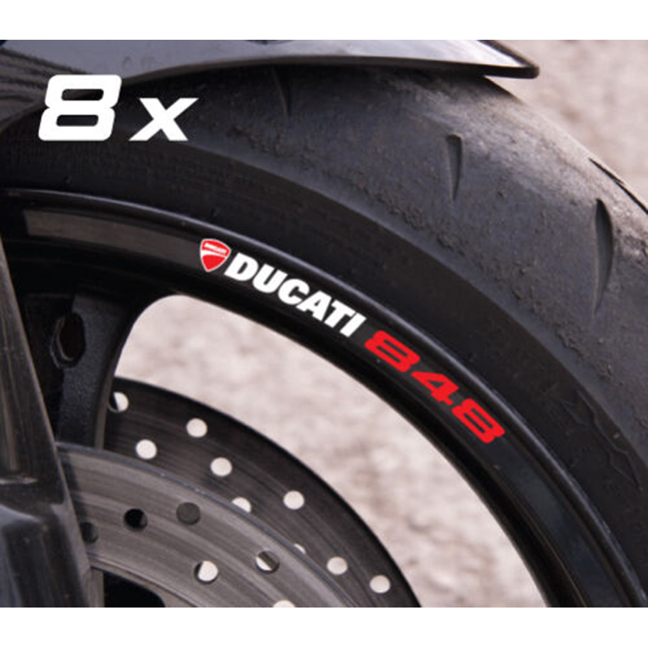 8 X Ducati 848 Motorcycle Wheel Decals Rim Stickers Stripes Set Corse ...