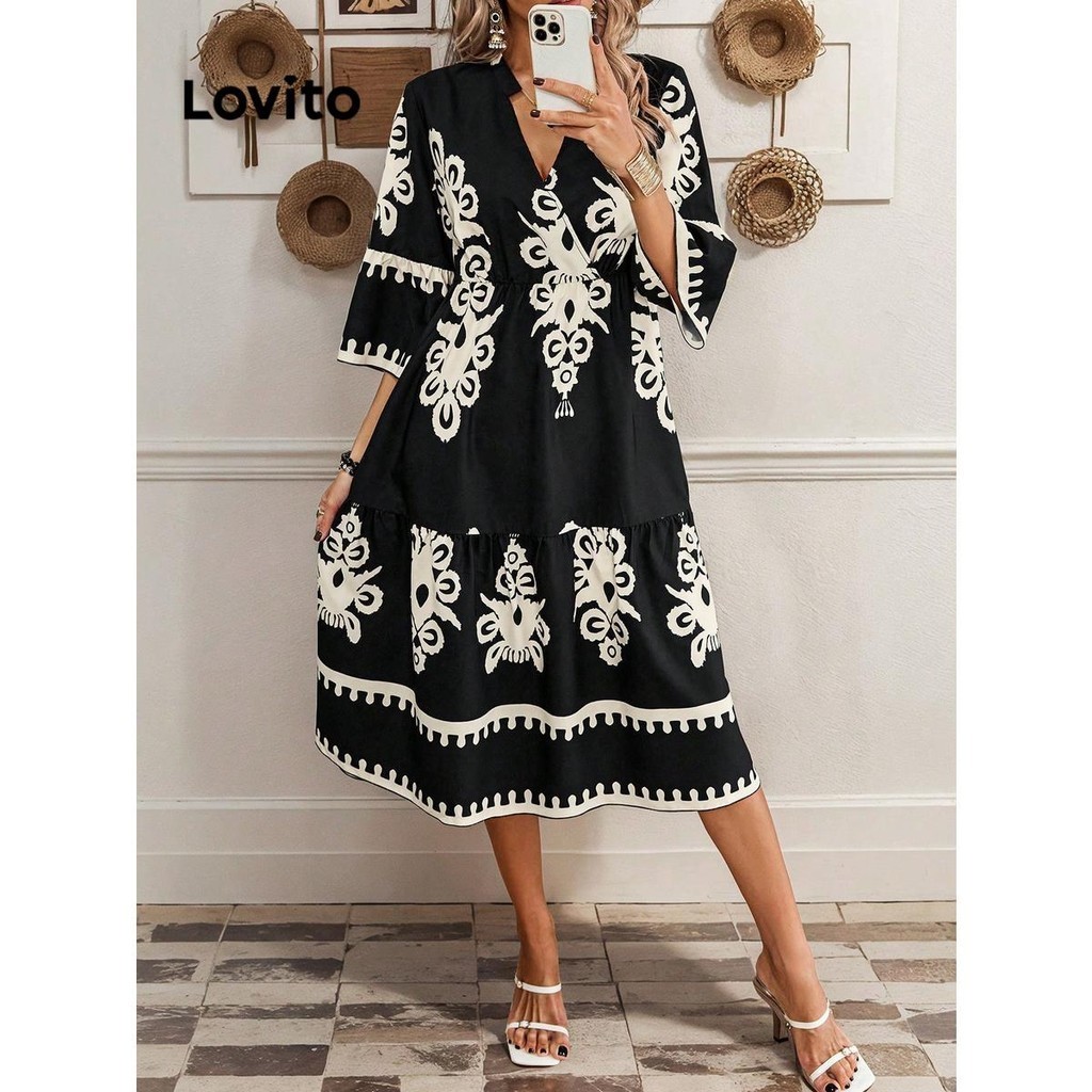 Lovito Women Boho Tropical Flowers Dress LNL72501 | Shopee Philippines