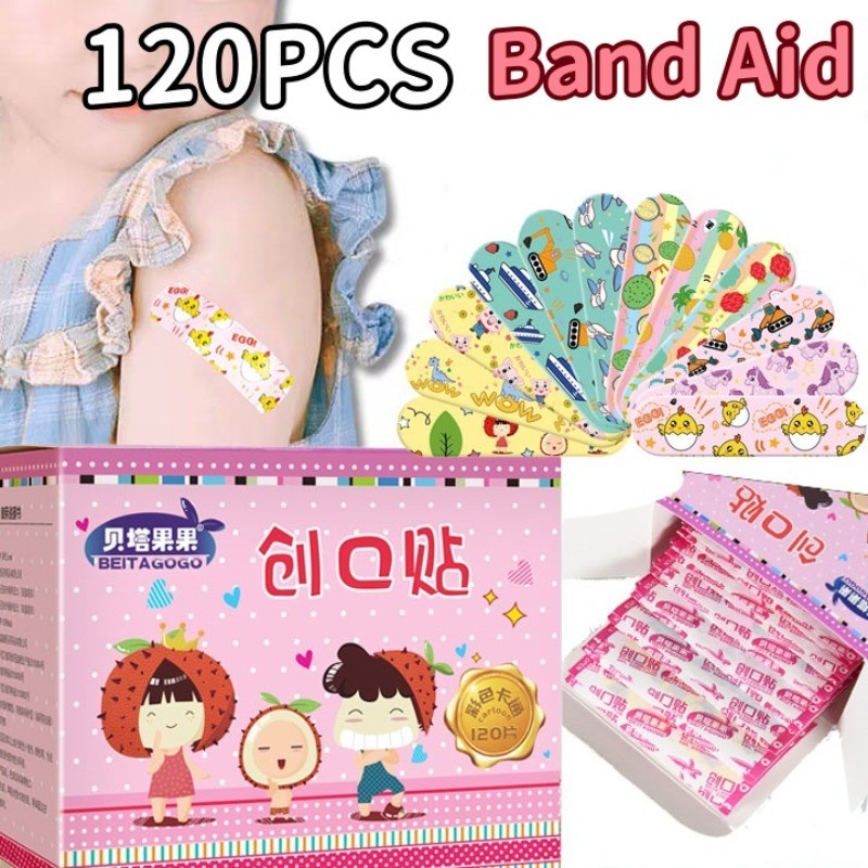 120Pcs Cartoon Band Aid Waterproof Breathable Kids Cute First Aid ...