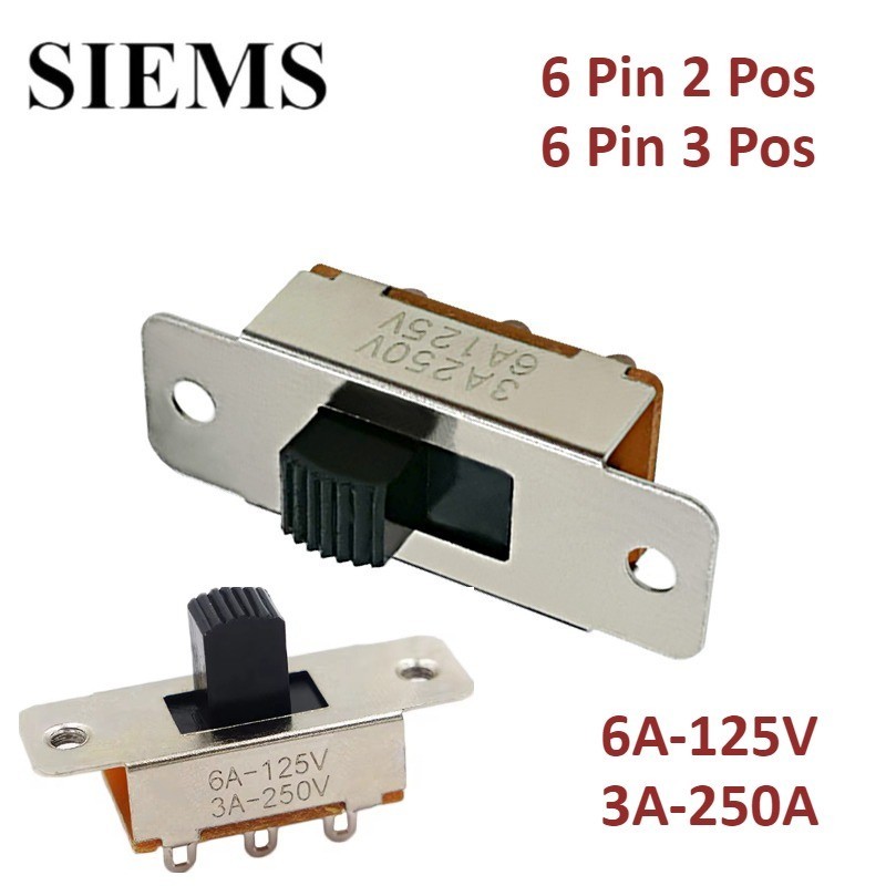5/2 Pieces Slide Switch 2/3 Position 6 Pin with High Current 3A 250V PCB Panel Mount Vertical ...