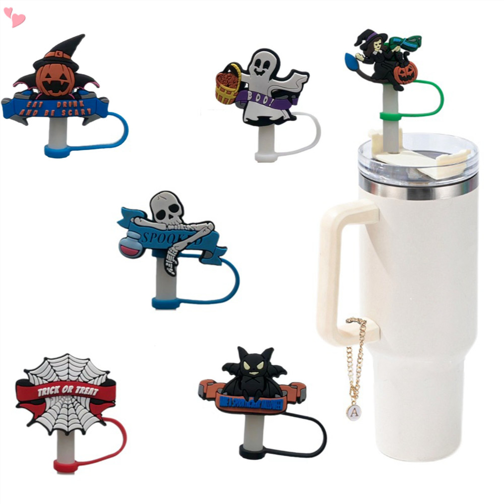 Halloween Theme Cute Straw Covers Cap for Reusable Drinking straws ...