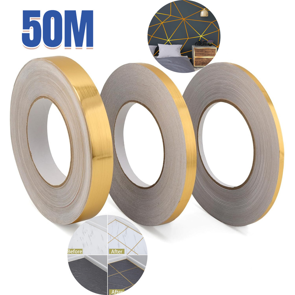 50M Gold Metalized Tape with Polyester Mylar Film, Decor Sticker with ...