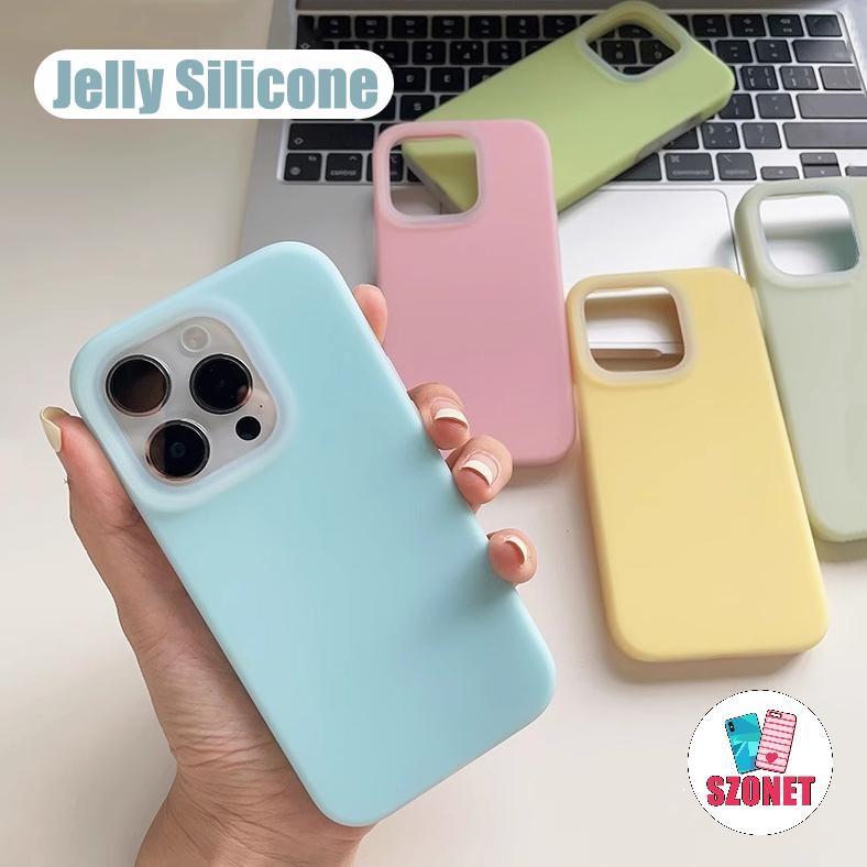 Dopamine Color Liquid Silicone Jelly Soft Shockproof Phone Case For ...