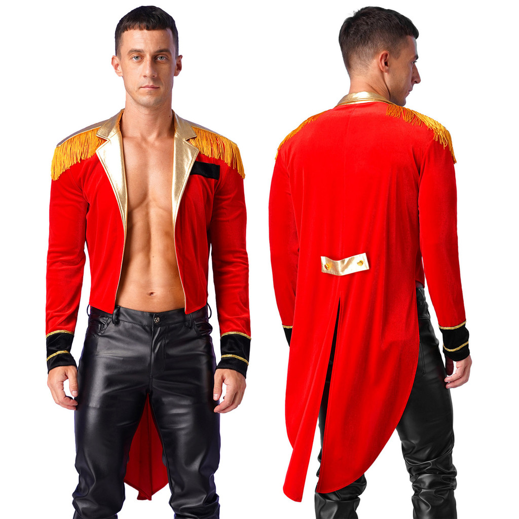 Yeahdor Mens Circus Ringmaster Costume Ring Master Showman Cosplay Tailcoat Halloween Uniform ...