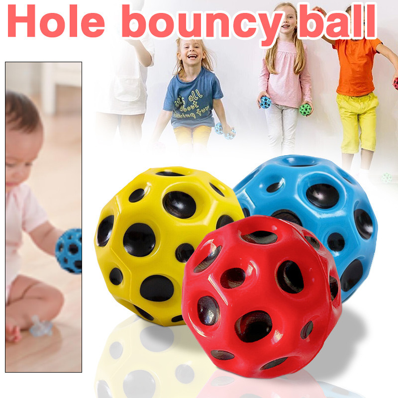 Useful Hole Ball Soft Bouncy Ball Anti-fall Moon Shape Porous Bouncy ...