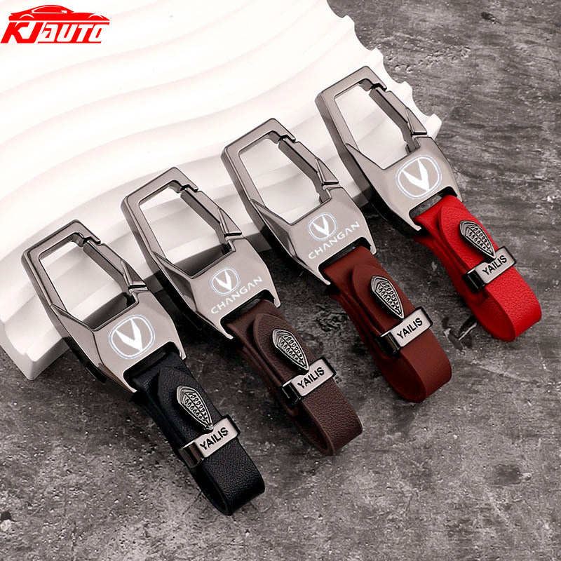 ChangAn Car Zinc Alloy Leather Keychain Creative Anti Loss Keychain For ChangAn CS35 CS55 Plus ...