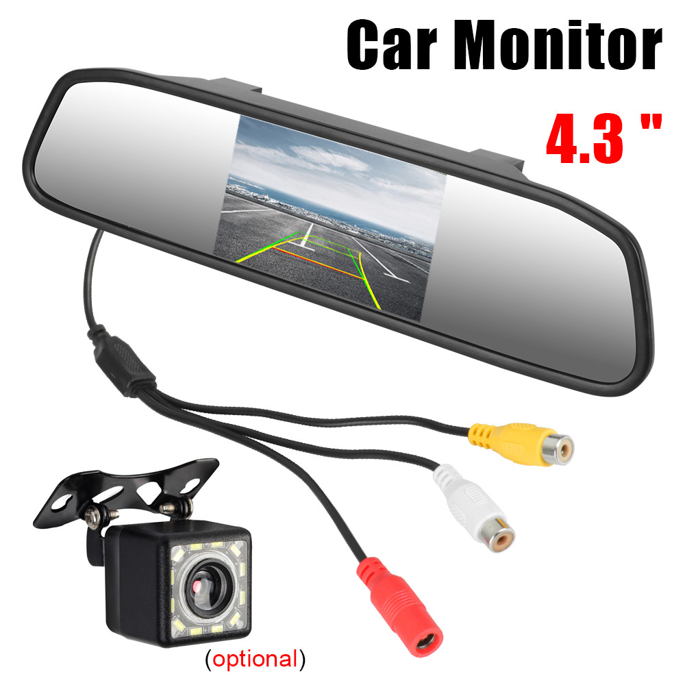 4.3 Inch Car Monitor Auto Rear View Mirror LCD Screen 12v Universal for ...