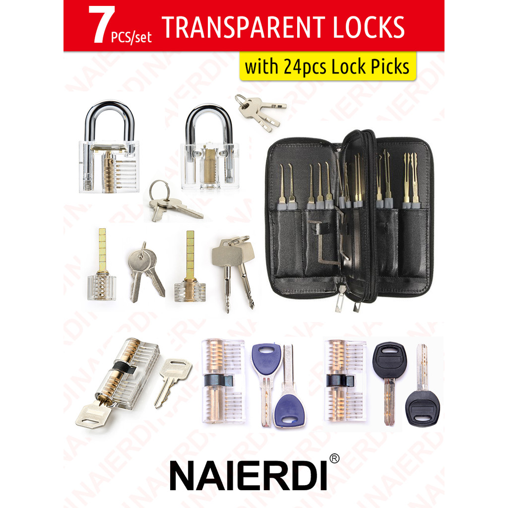 NAIERDI Combination Practice Padlock Locksmith Training Tools Visible Lock Pick Sets Practicing ...