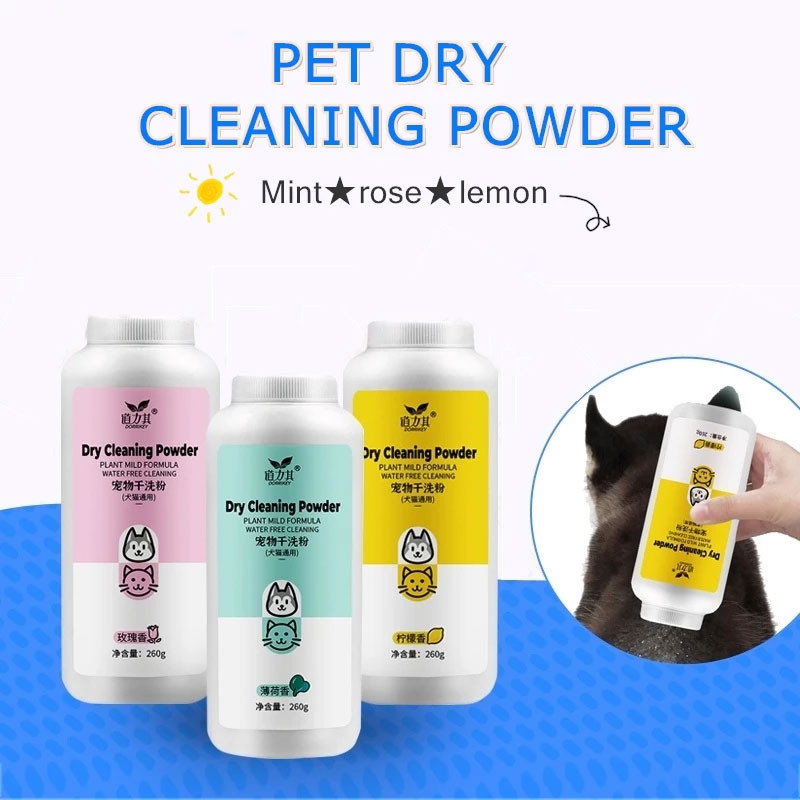 260g Pet Dry Cleaning Powder Dog Cat Puppy Dry Cleaning Powder Anti ...
