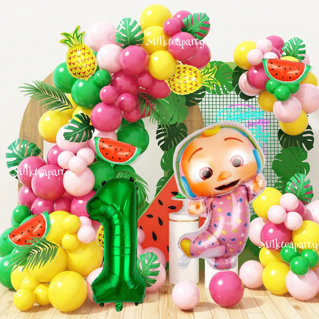 Cocomelon Balloon Garland with Watermelon Fruit JOJO Theme Summer ...