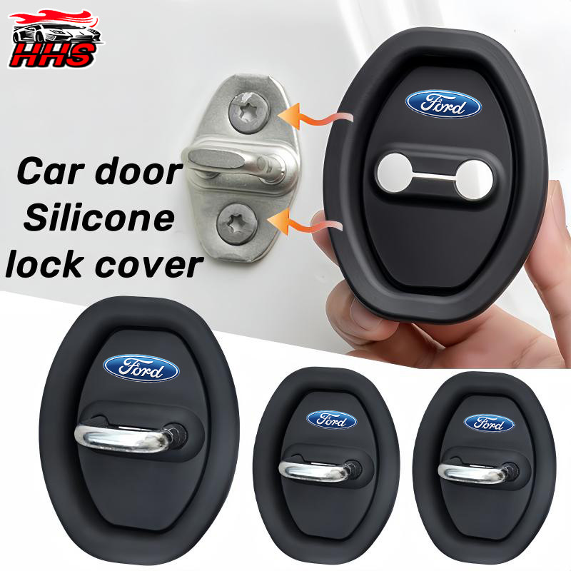 4PC Ford Car Door Lock Cover Silicone Anti-collision Soundproof Shock ...