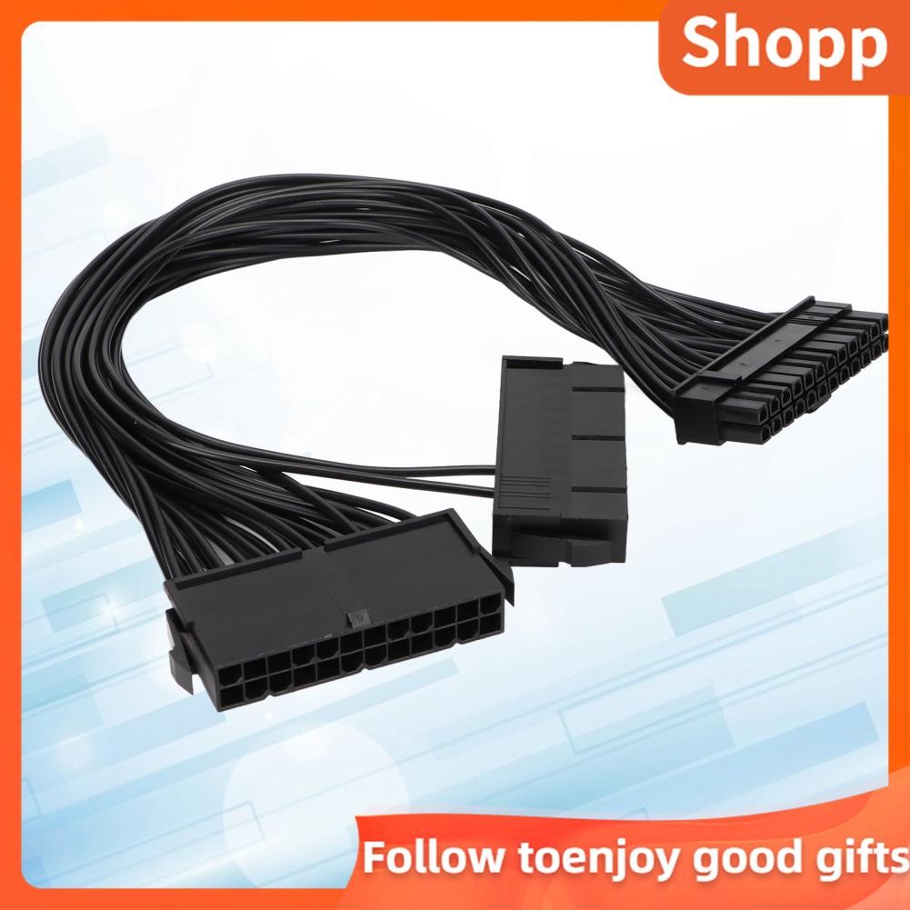 Shopp Dual PSU Power Supply 24-Pin Extension Adapter Cable Splitter ...