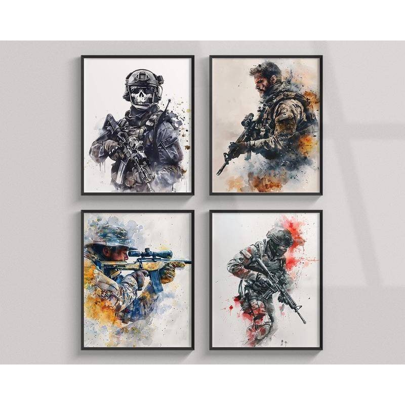 Call Of Duty Warzone Prints Watercolor Posters Video Game Poster Room ...