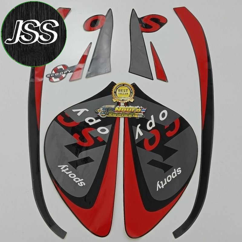 HITAM 2022 honda scoopy motorbike striping stickers, sporty black, full ...