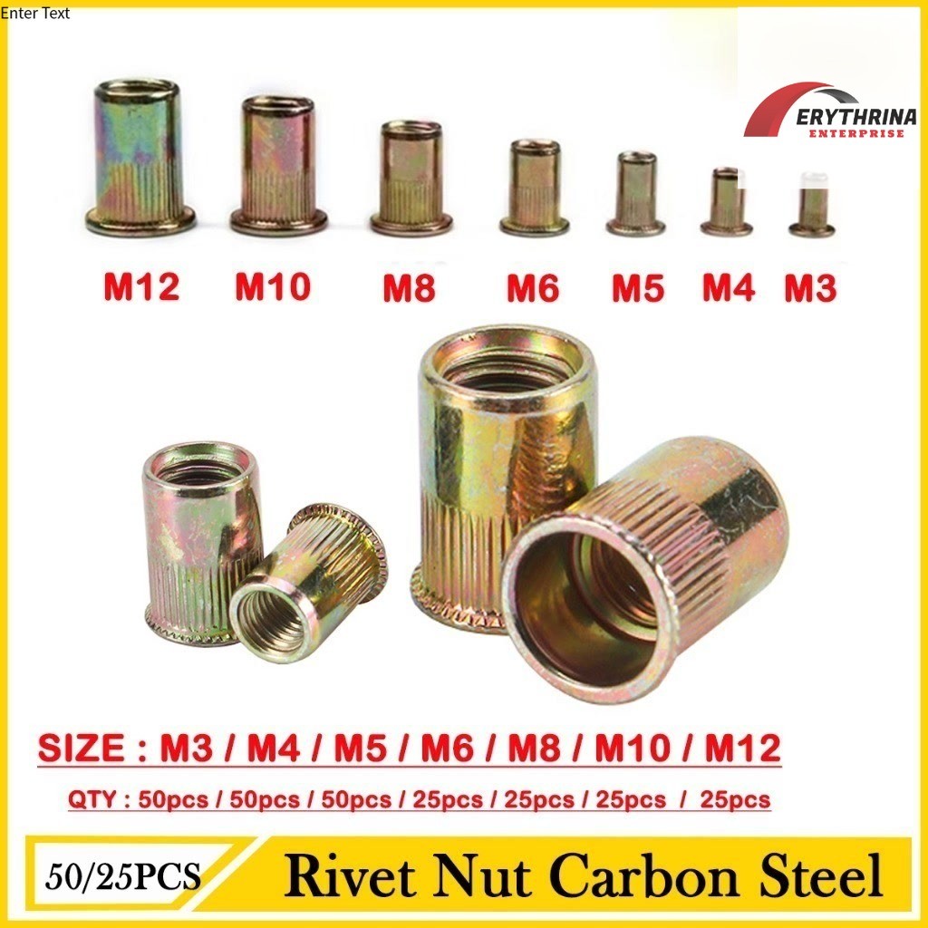 (50PCS/25PCS) Rivet Nut Carbon Steel Flat Head Rivet Nuts Hardware Nuts Fastener Universal Screw ...