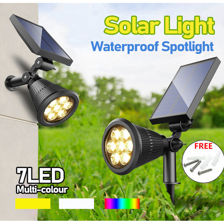 7 LED Solar Outdoor Lights Lawn spotlight Auto On/Off Ground Lamp ...
